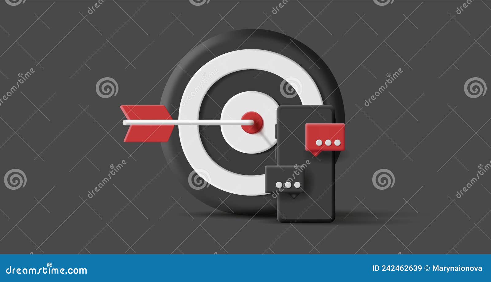 3d Render Illustration of a Big Target Board with Arrow in the Center ...