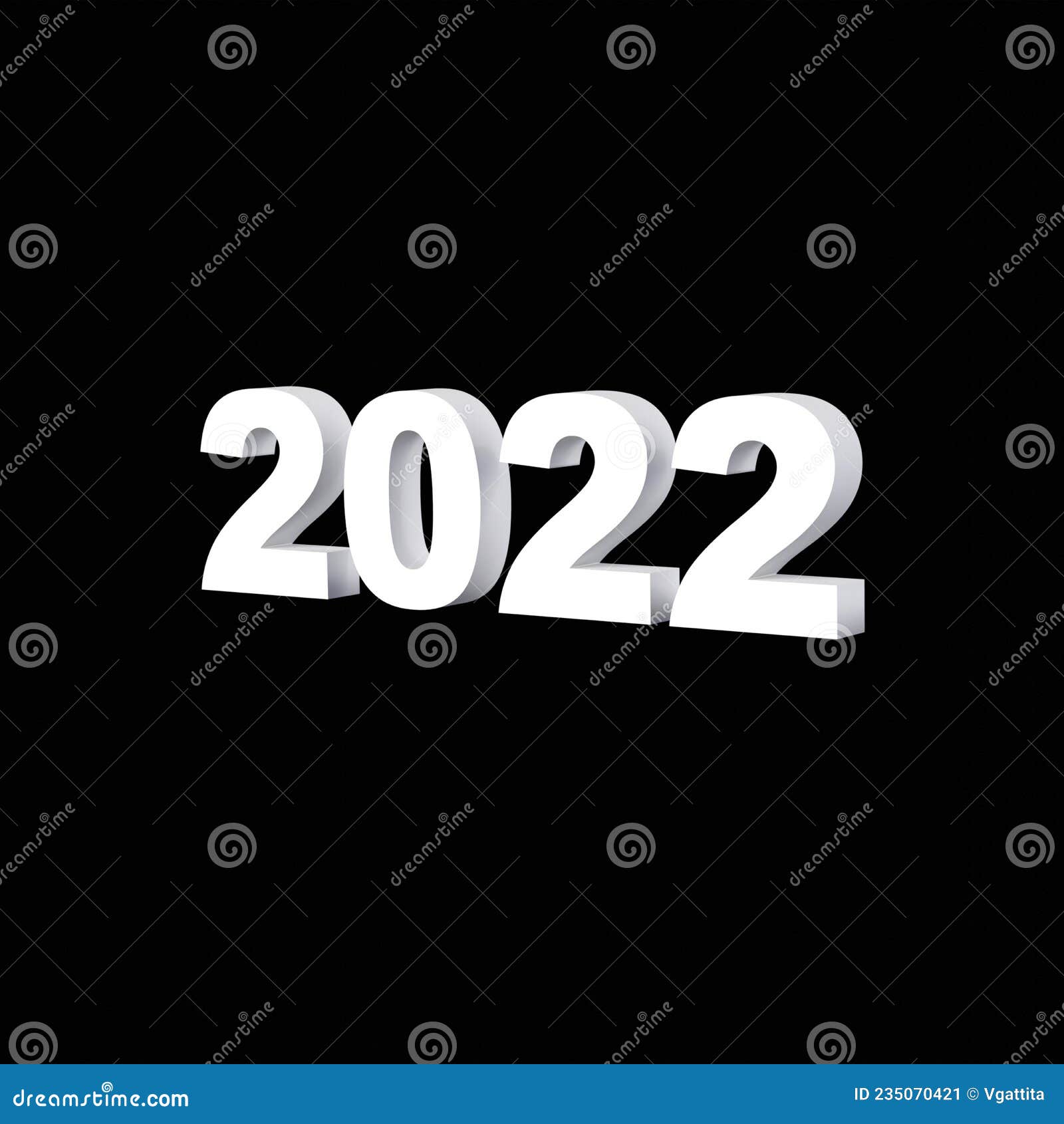 2022 in 3d Render Illustration on Black Background Stock Illustration ...