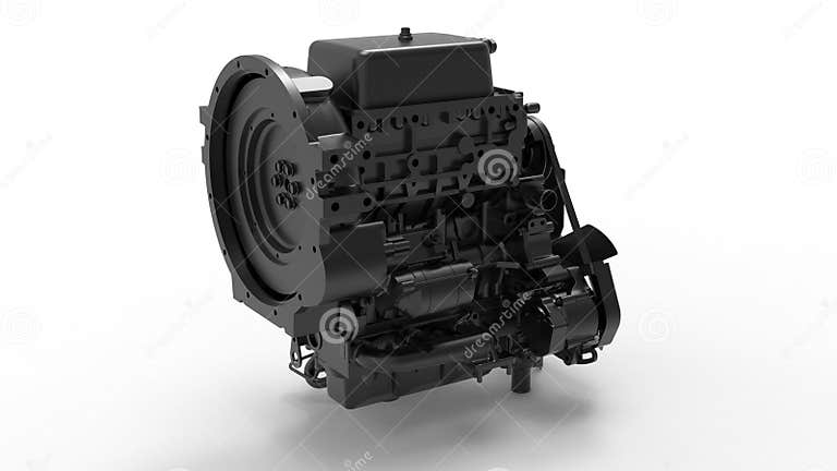 3D Rendering - Black Large Truck Engine Stock Illustration ...