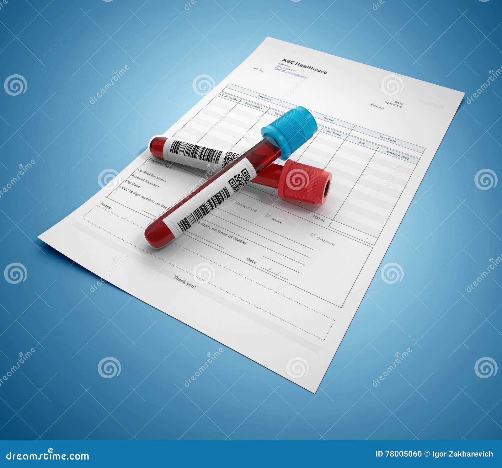 3D Render Illustration Blood Test Tube Stock Illustration ...