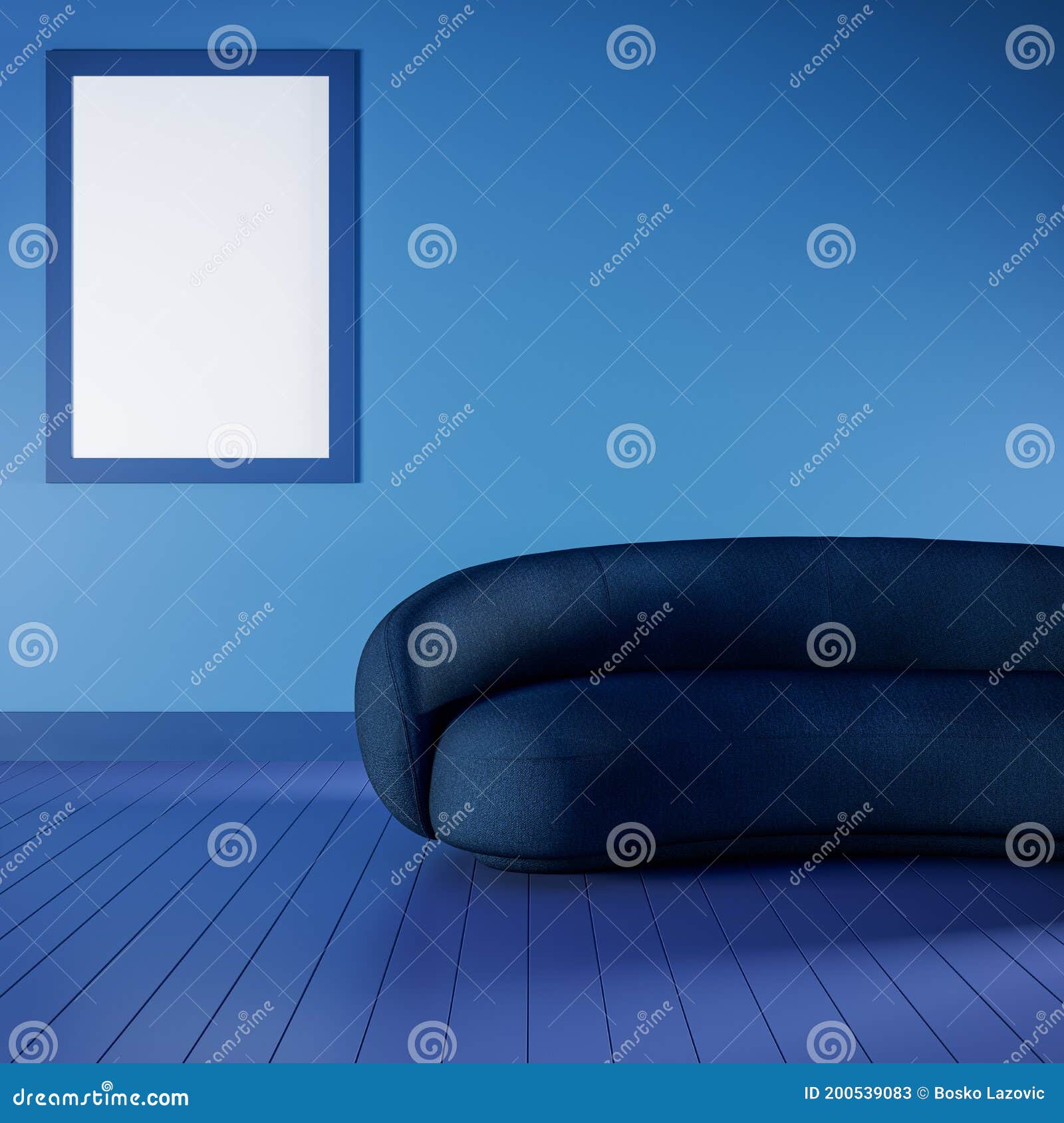 3D Render Illustration of Blue Room Interior Stock Illustration ...