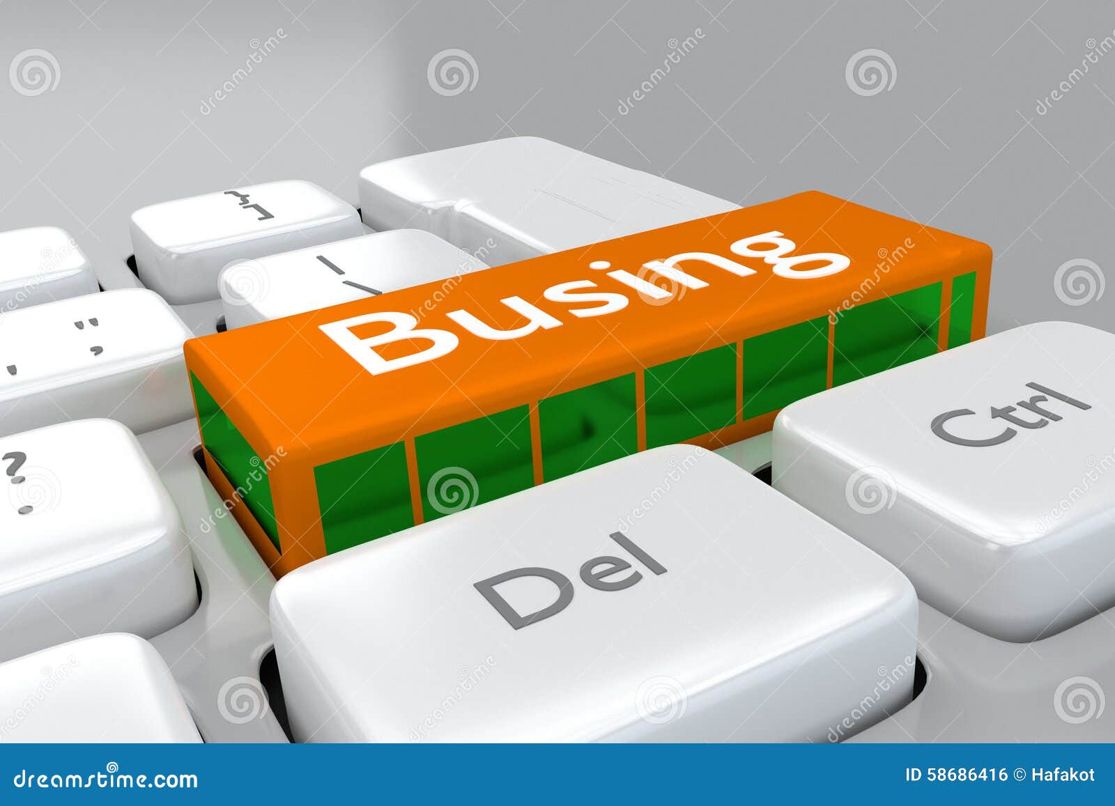3D Render Illustration of Busing Key on a Keyboard. Busing Conce Stock ...
