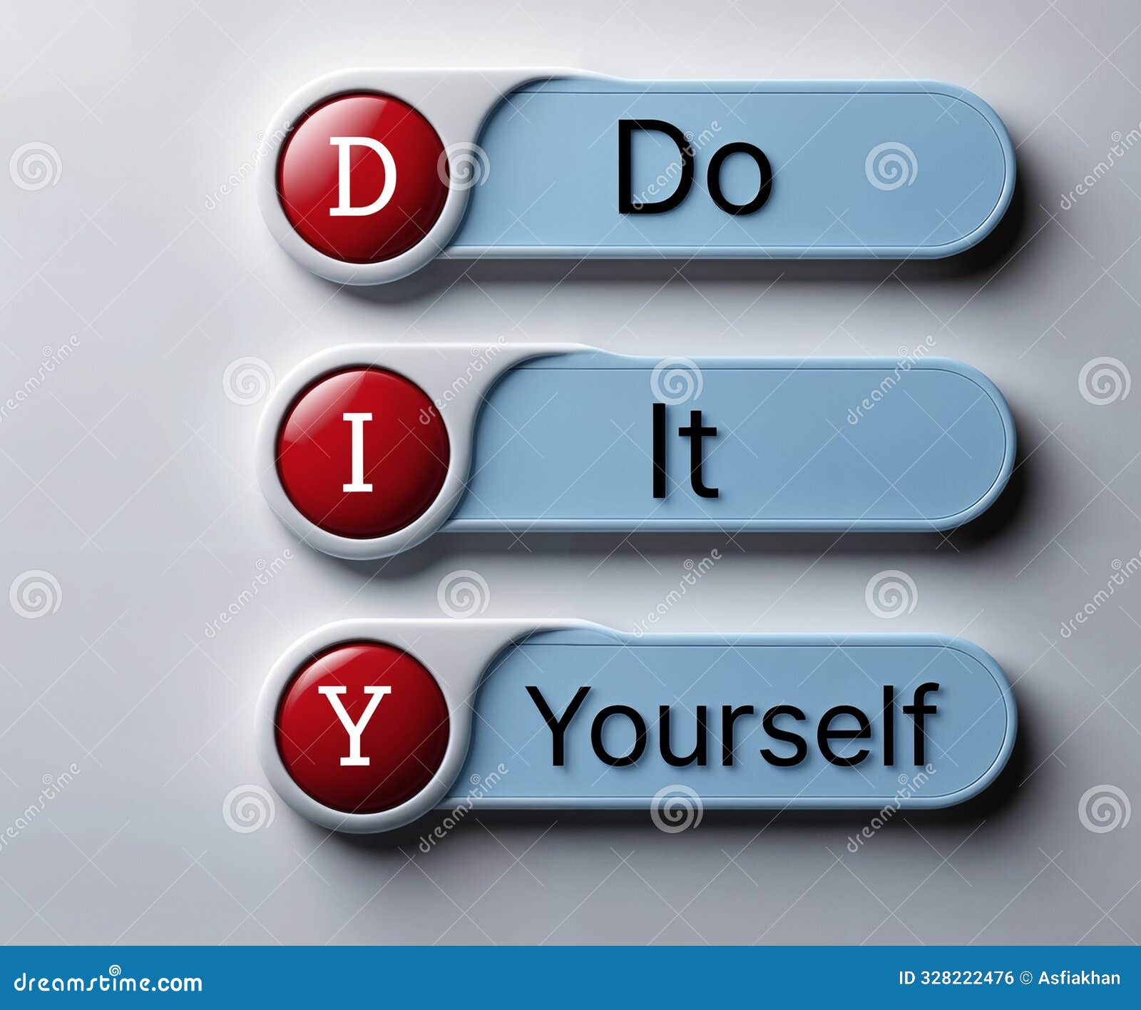 3d Illustration Render of Button Banner Design for Word Text DIY ...