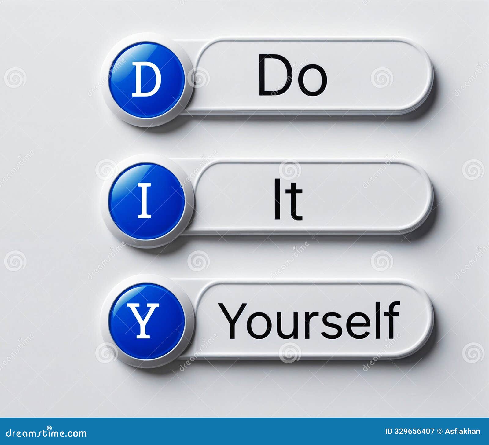 3d Illustration of Button Style Banner Design for Text Word DIY Acronym ...