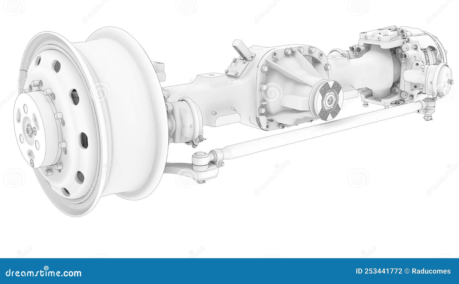 3D Rendering - Car Front Axel Outlined View Stock Illustration ...