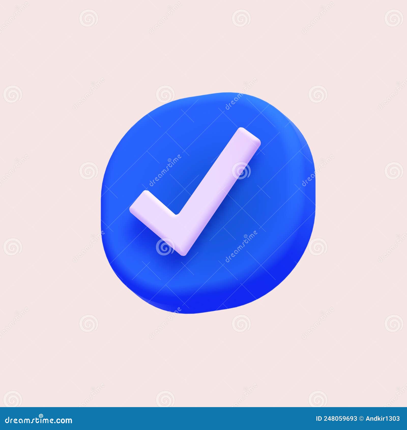 3d Render Illustration, Check Mark Button on Web Icon, Cartoon Design ...