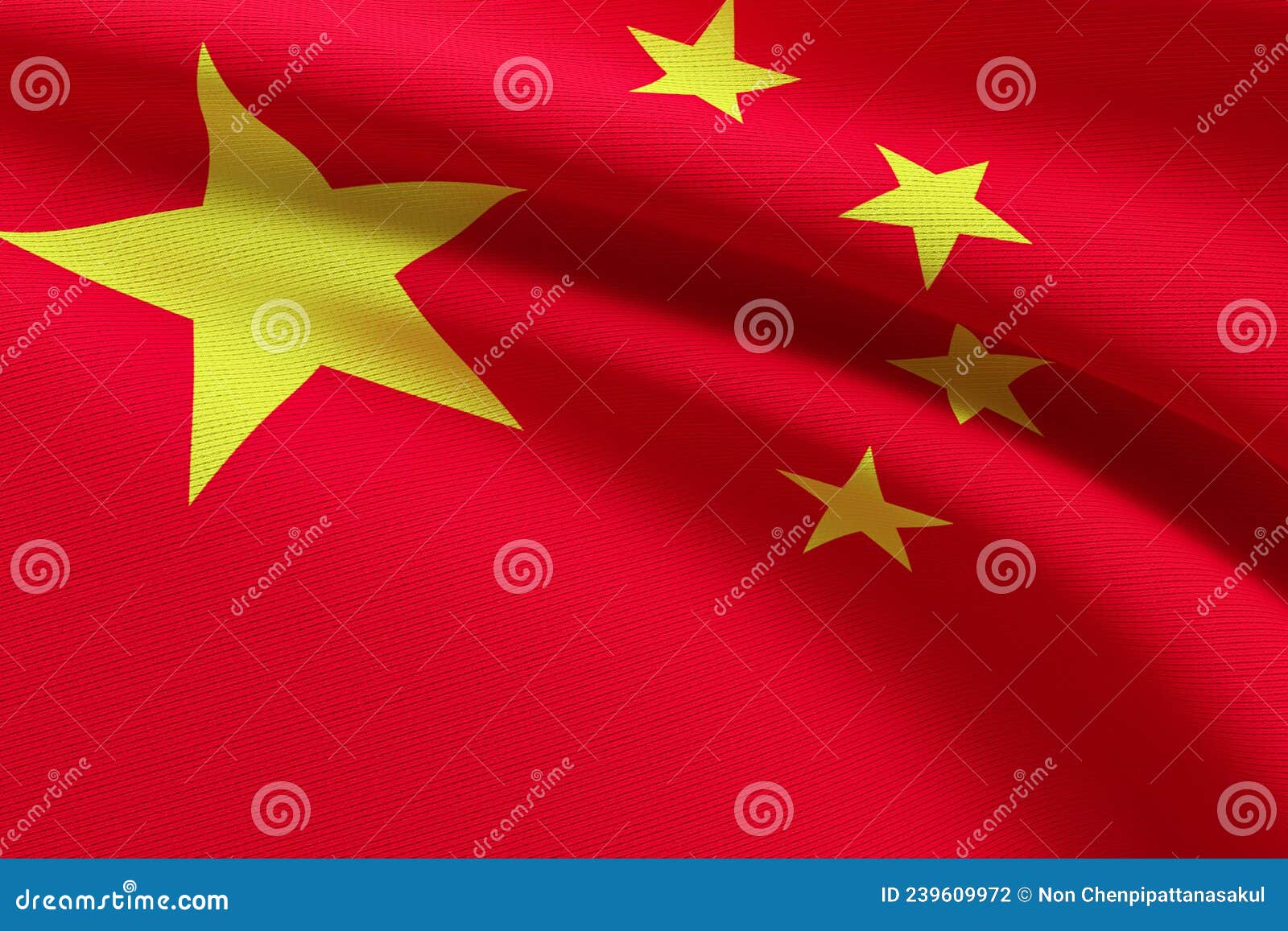 3d Render of China Flag. Realistic Flag Waving in Wind Stock ...
