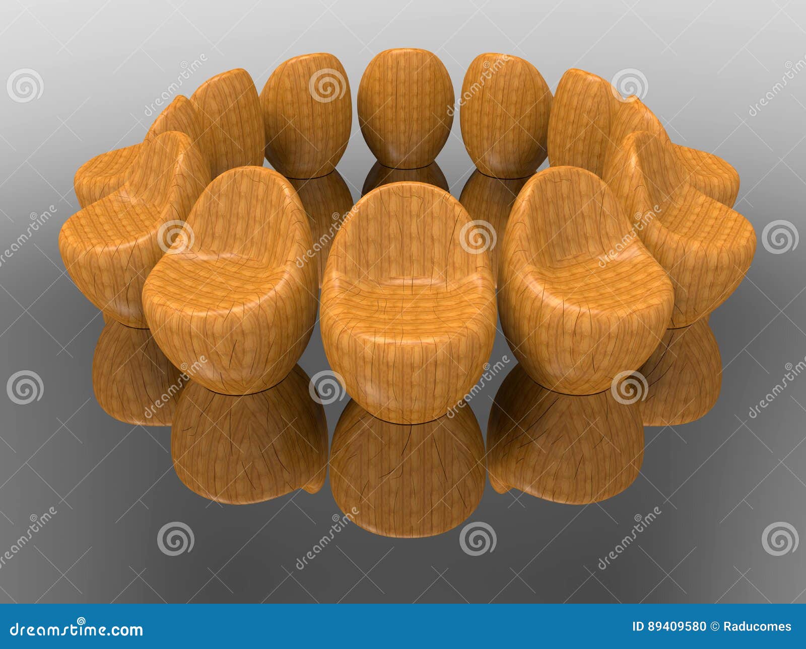 3D Render Illustration - Circular Waiting Room Stock Illustration ...