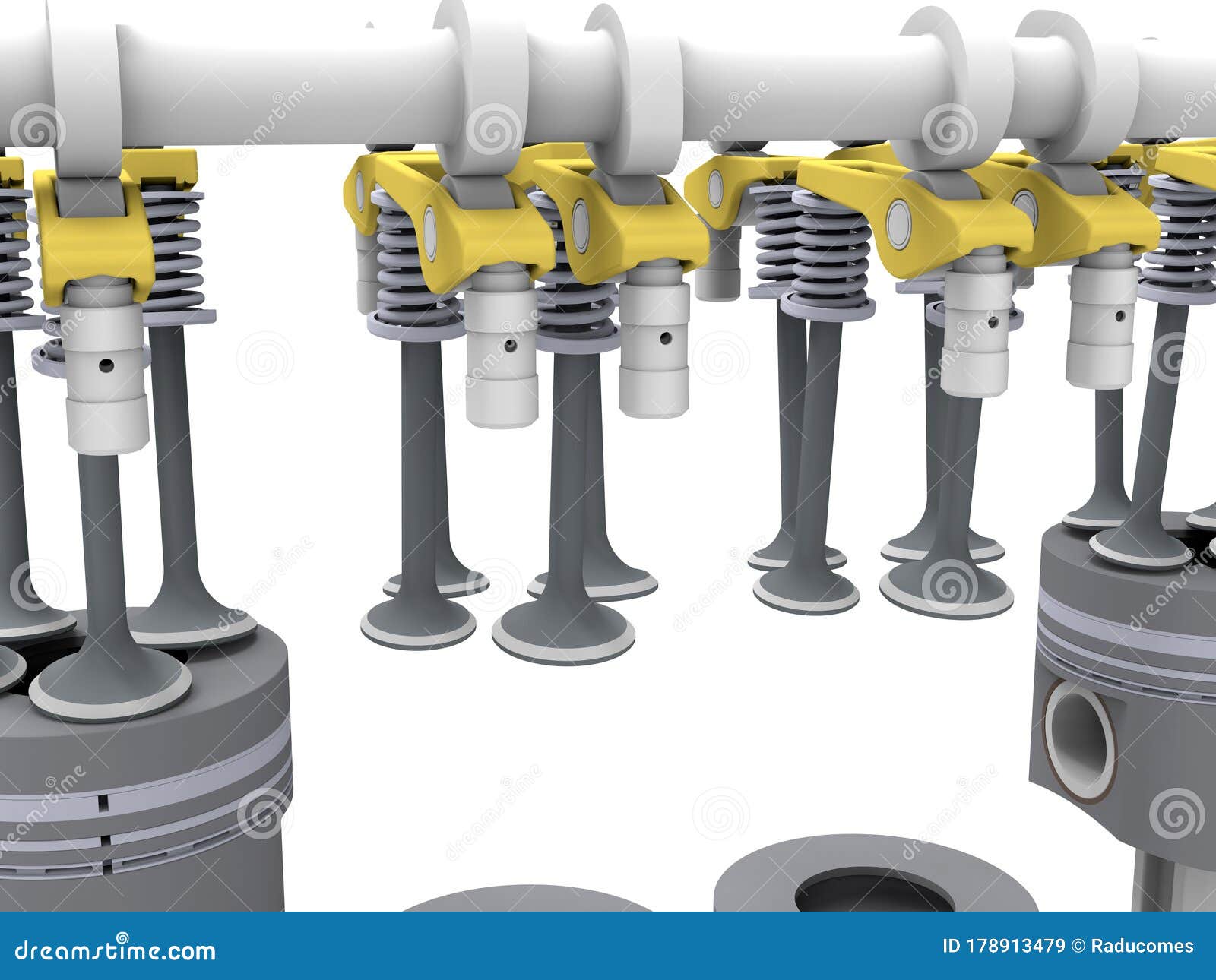 3D Rendering - Detailed View of Engine Valves Stock Illustration ...