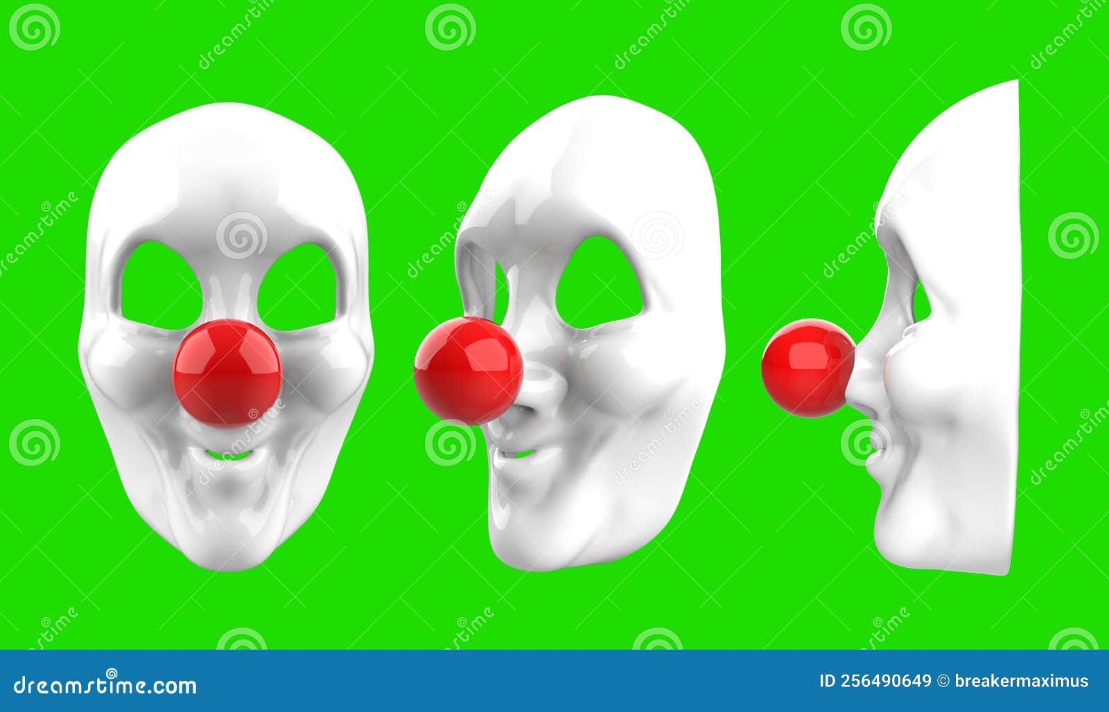 3d Render Illustration of Clown Mask on Greenscreen Backgorund Stock ...