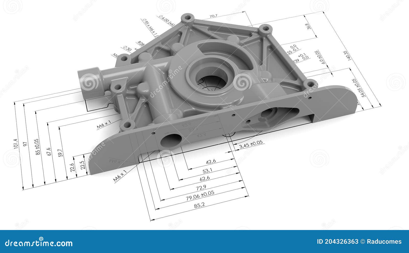 3D Rendering - Metal Housing Computer Aided Design Stock Illustration ...