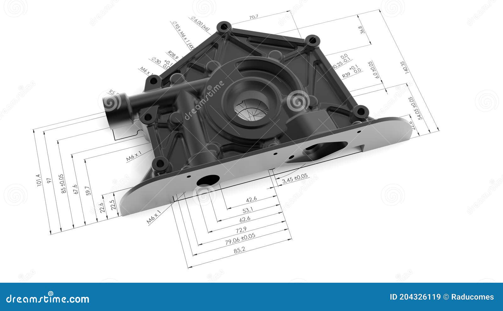 3D Rendering - Computer Aided Design Mechanical Part Housing Stock ...