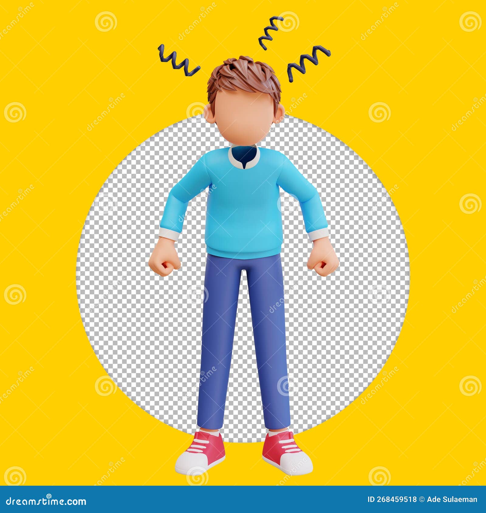 3d Render Illustration Cute Boy Angry Stock Photo - Illustration of ...