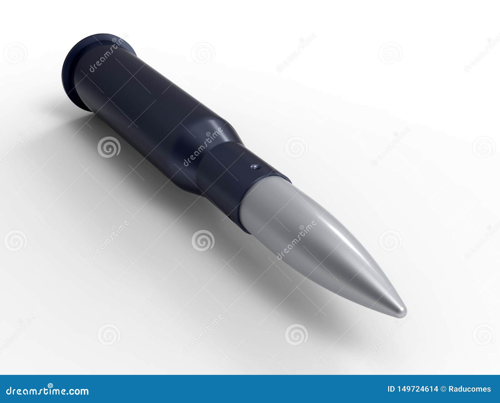 3D Render - Detailed Perspective View of a Bullet Stock Illustration ...