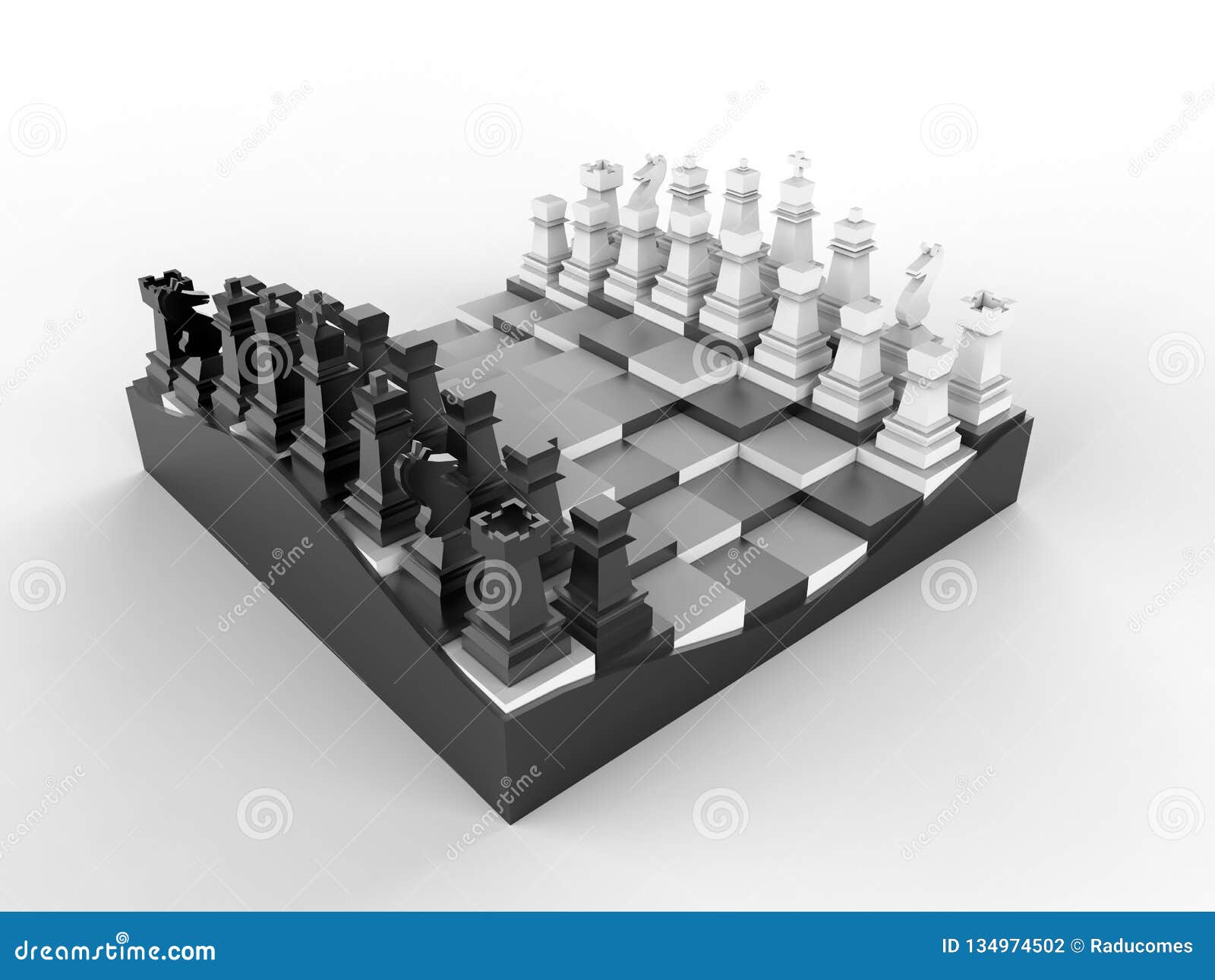 3D Render - Elevated Chess Board Stock Illustration - Illustration of ...