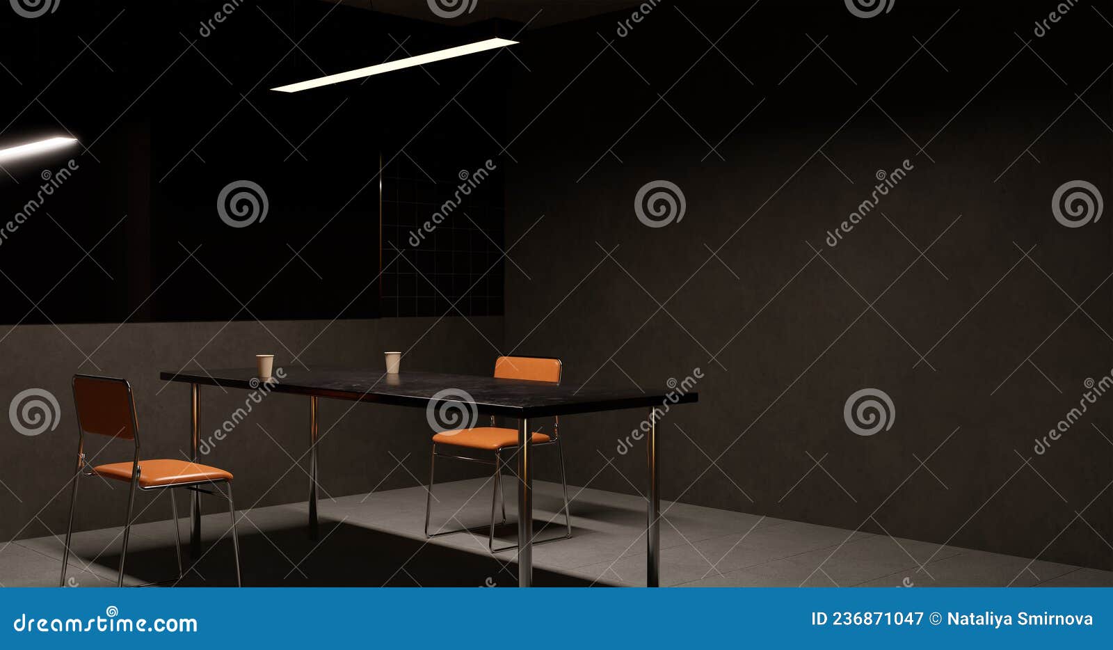 3d Render, 3d Illustration. Empty Interview Room or Office with Waiting ...