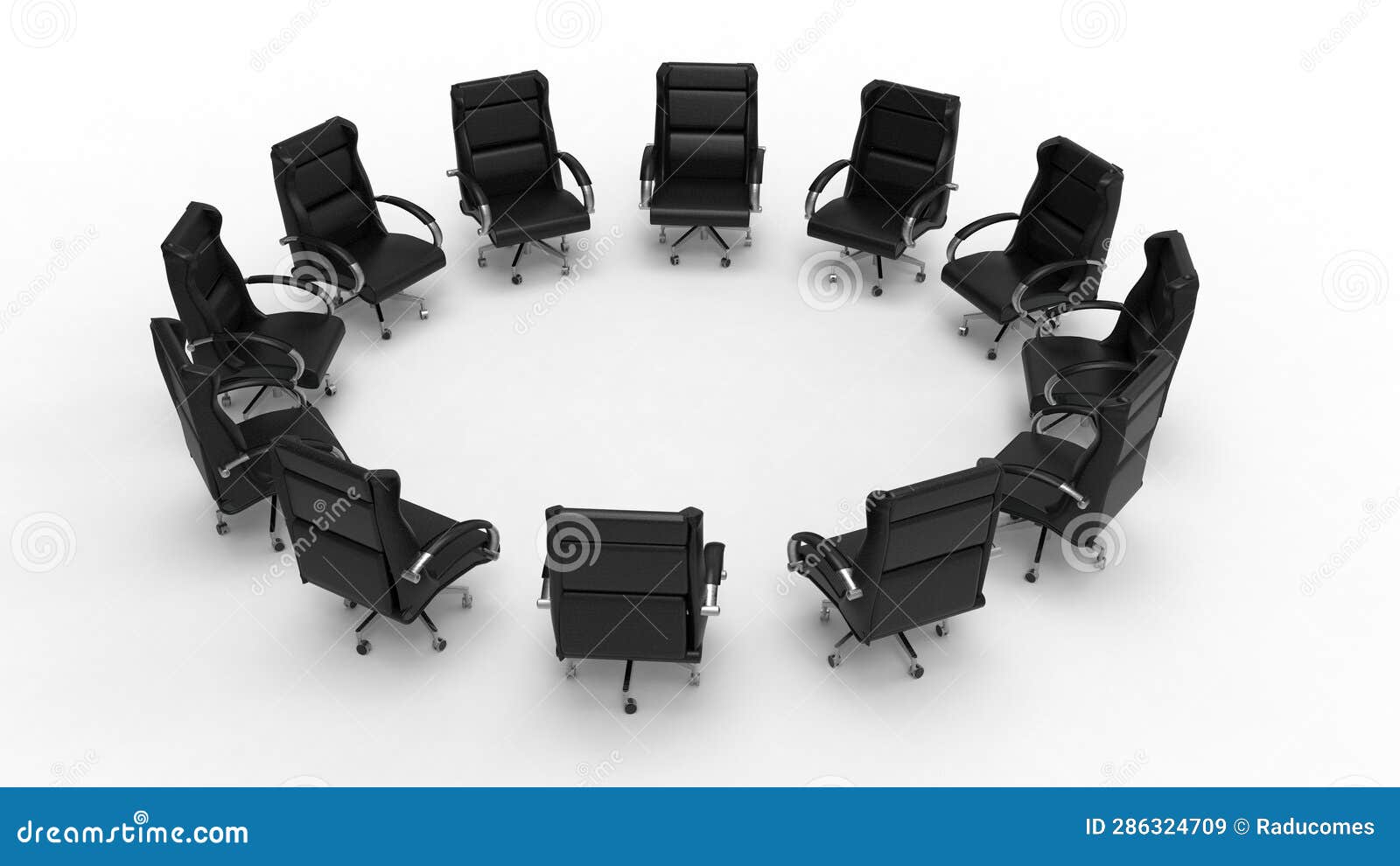 3D Render - Executive Meeting Circular Array Stock Illustration ...