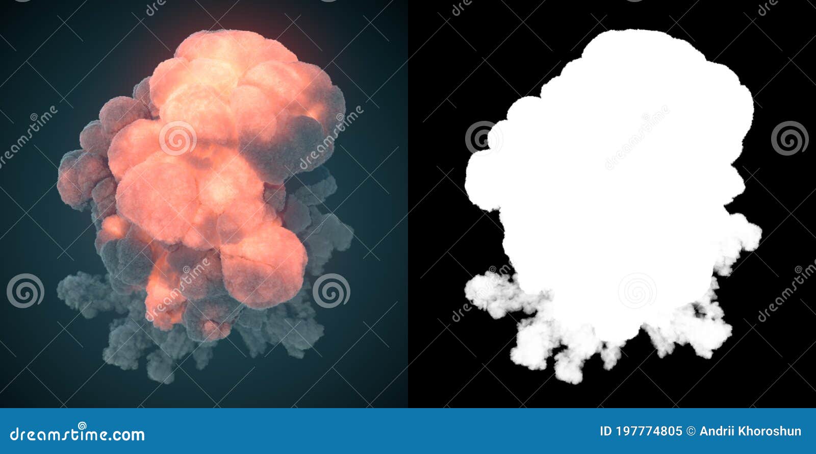 3d Render Illustration of Explosion. Background with Alpha Channel ...