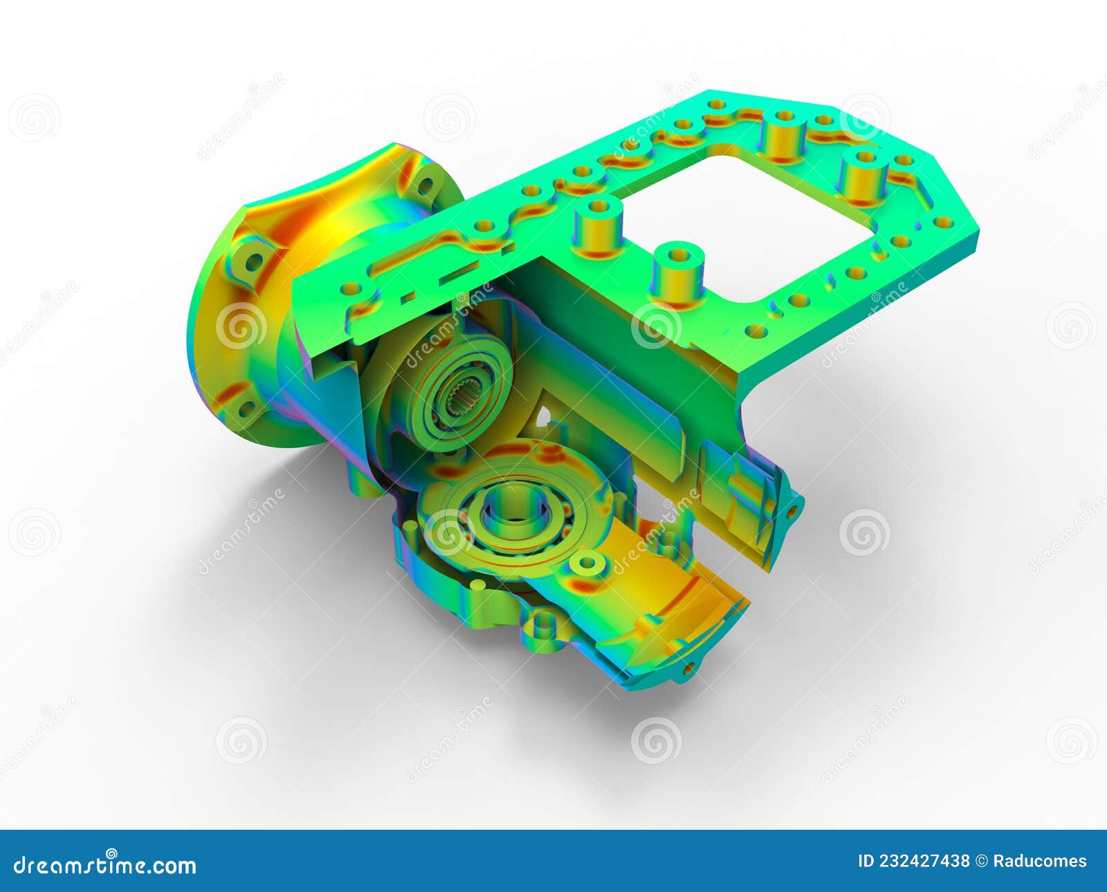 3D Rendering - Mechanical Assembly FEA Section View Stock Illustration ...