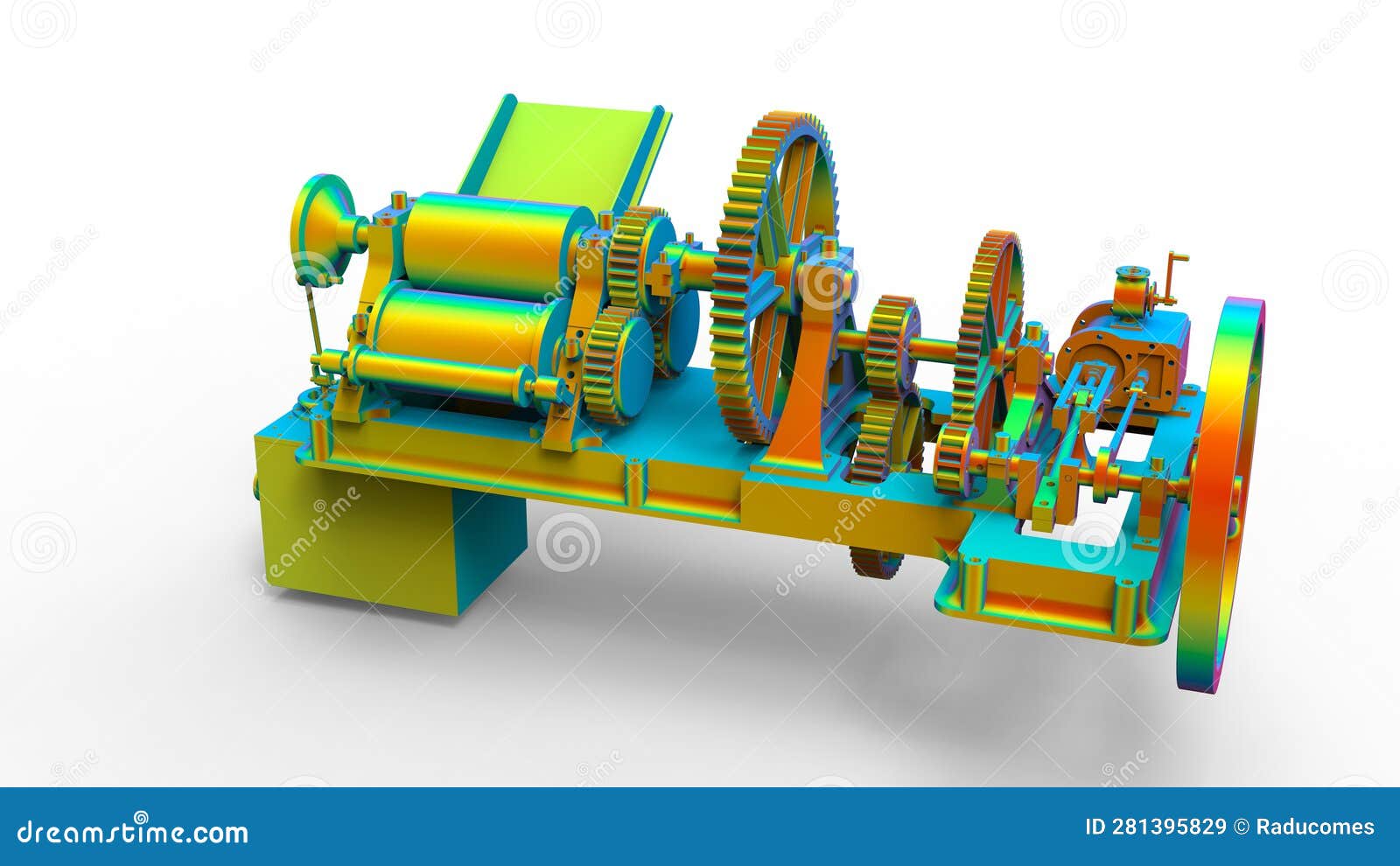 3D Rendering - FEA Study of a Mechanical Assembly Stock Illustration ...