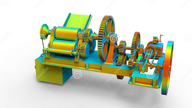 3D Rendering - FEA Study of a Mechanical Assembly Stock Illustration ...