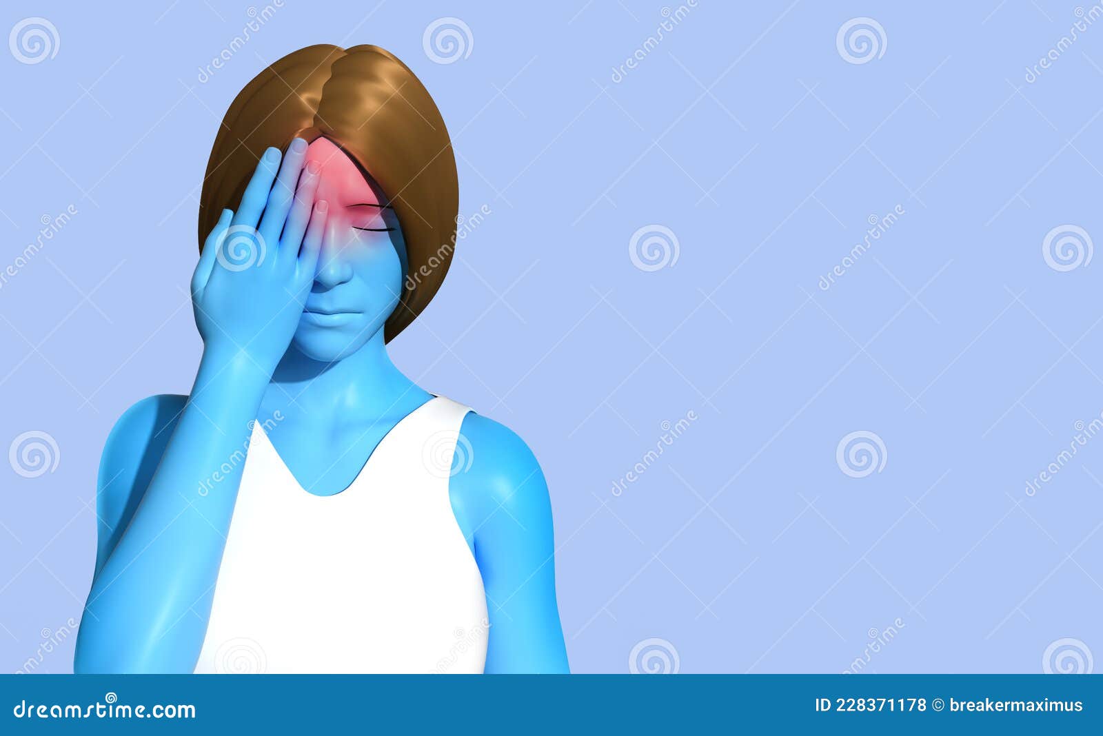 3d Render Illustration of Female Model Depicting Head Ache Stock ...