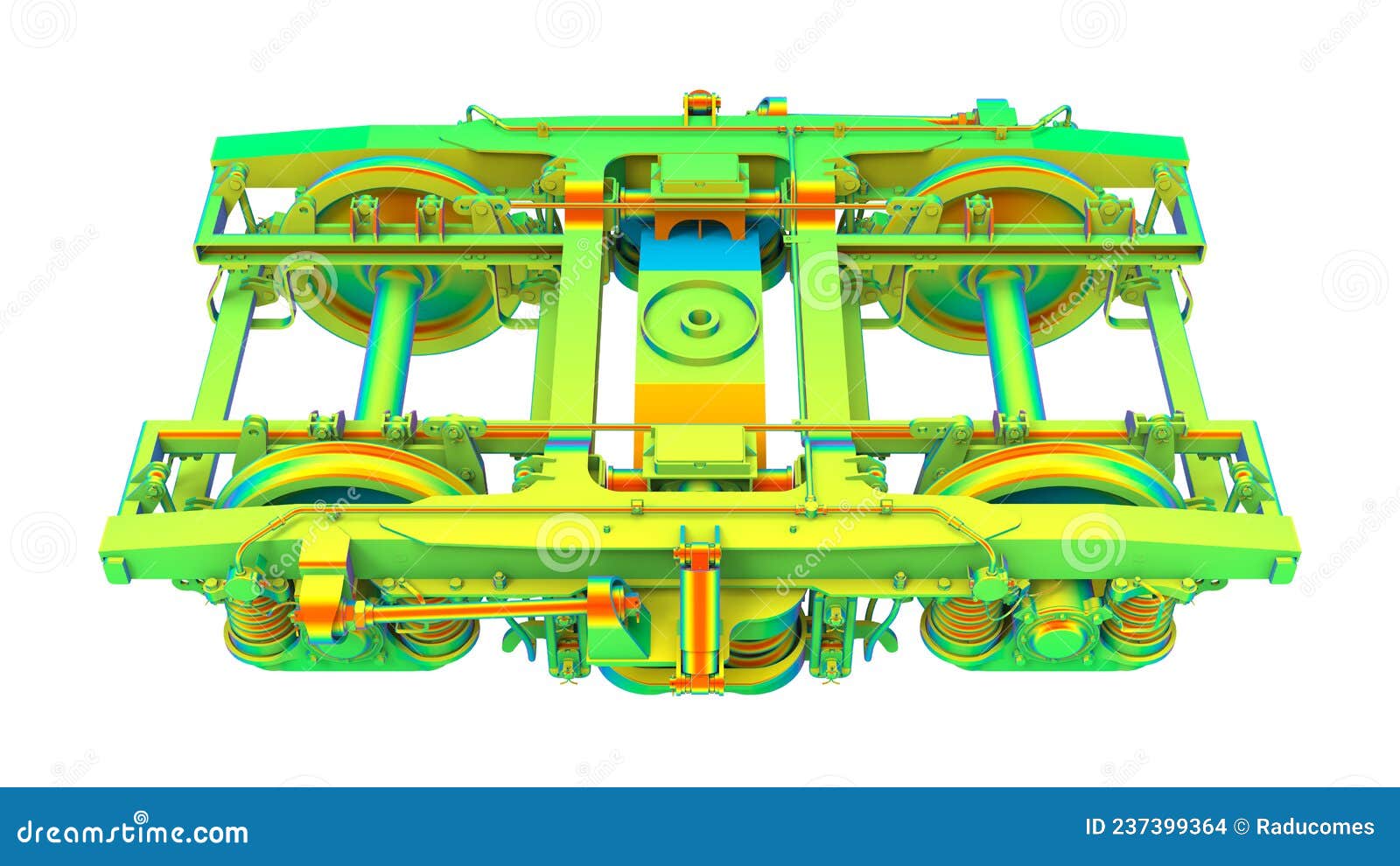 3D Rendering - Train Chassis Finite Element Analysis Stock Illustration ...