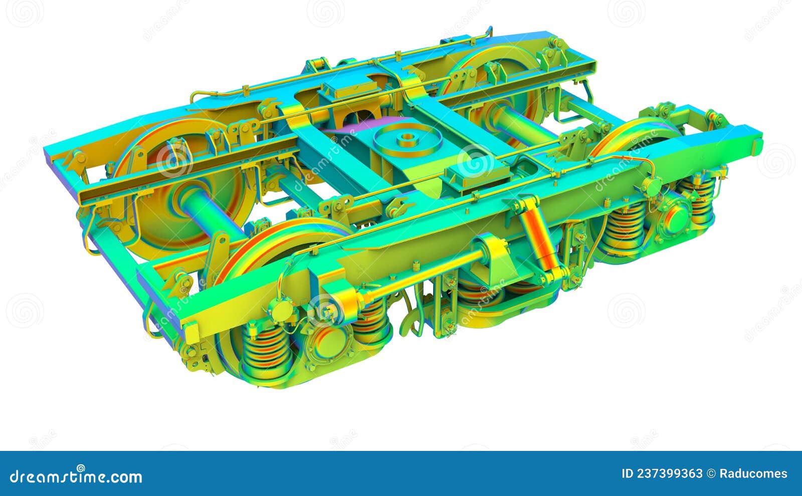 3D Rendering - Train Chassis FEA Analysis Stock Illustration ...