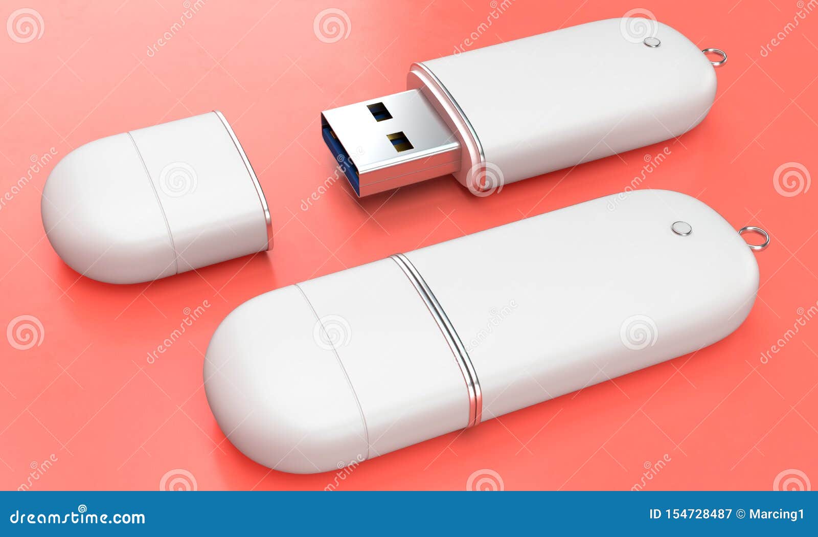 3d Render Illustration of a Flashdrive Mockup on Color Background Stock ...