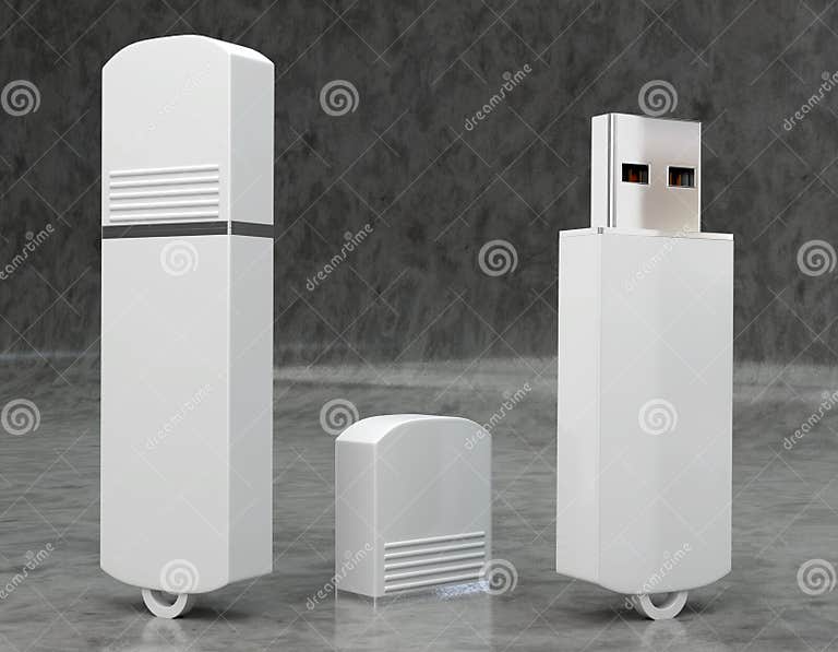 3d Render Illustration of a Flashdrive Mockup on Concrete Background ...