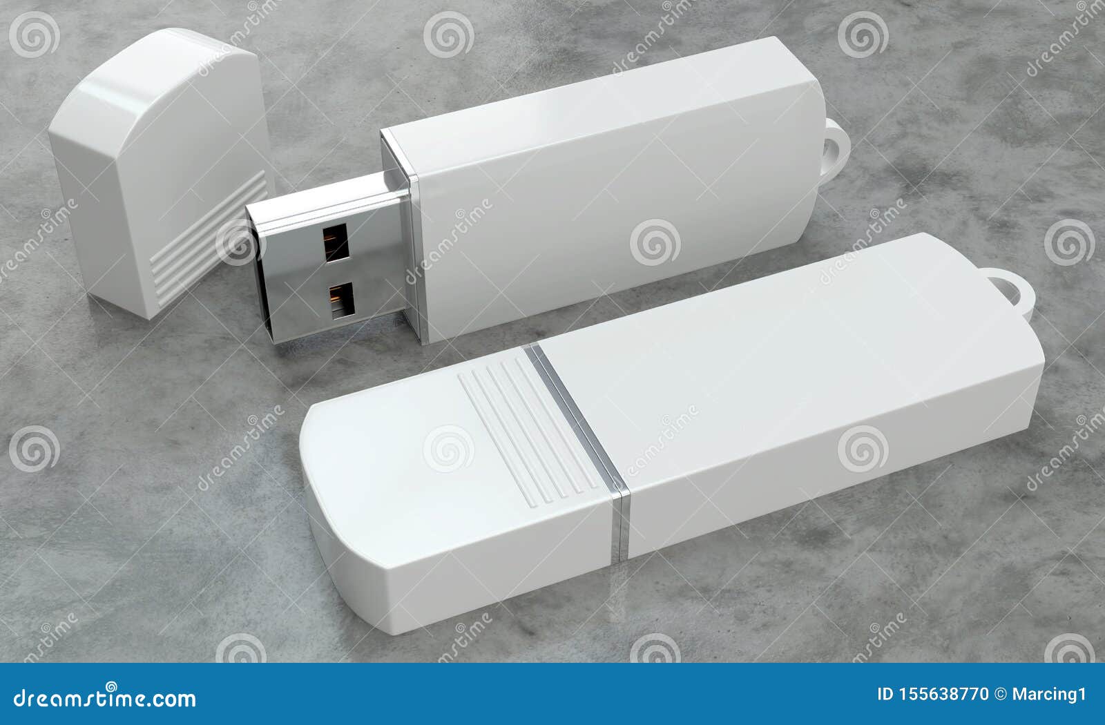 3d Render Illustration of a Flashdrive Mockup on Concrete Background ...