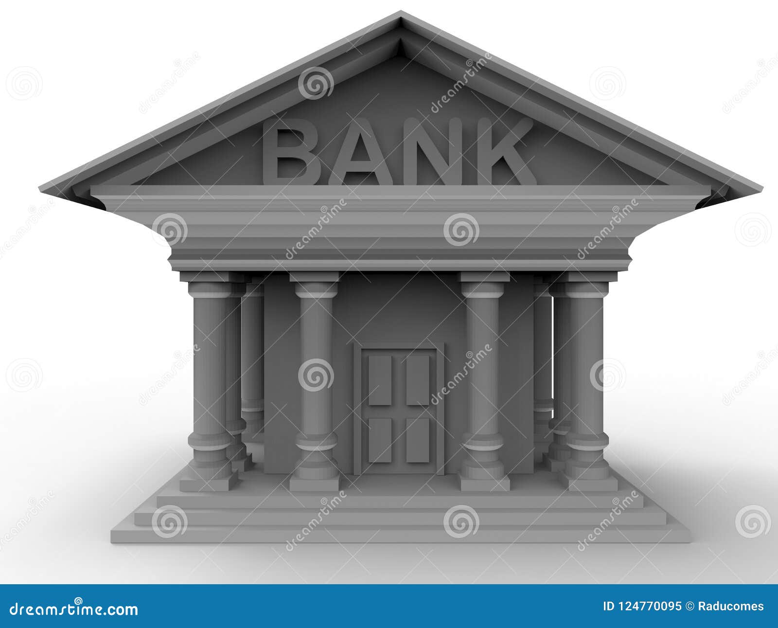 Front View of a 3D Bank Building Stock Illustration - Illustration of ...