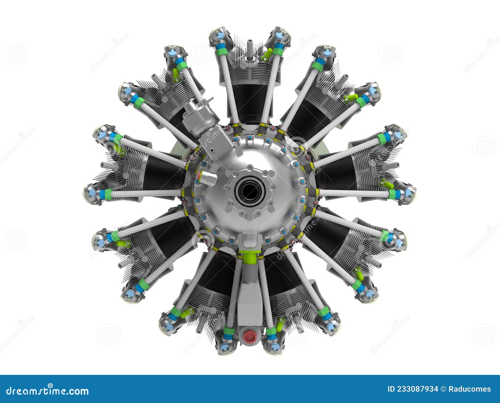 3D Rendering - Detailed Radial Engine Stock Illustration - Illustration ...