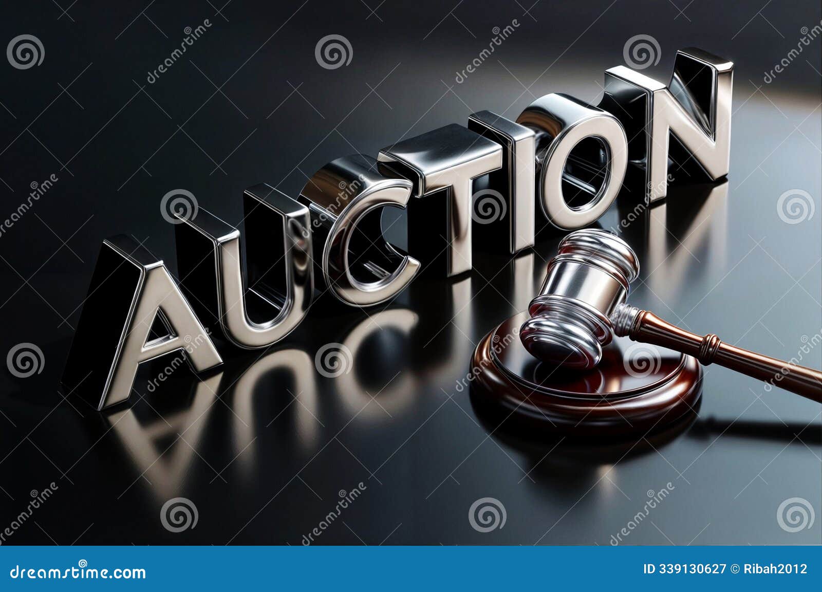 3d Render Illustration of Gavel and Text Word "AUCTION" Stock ...