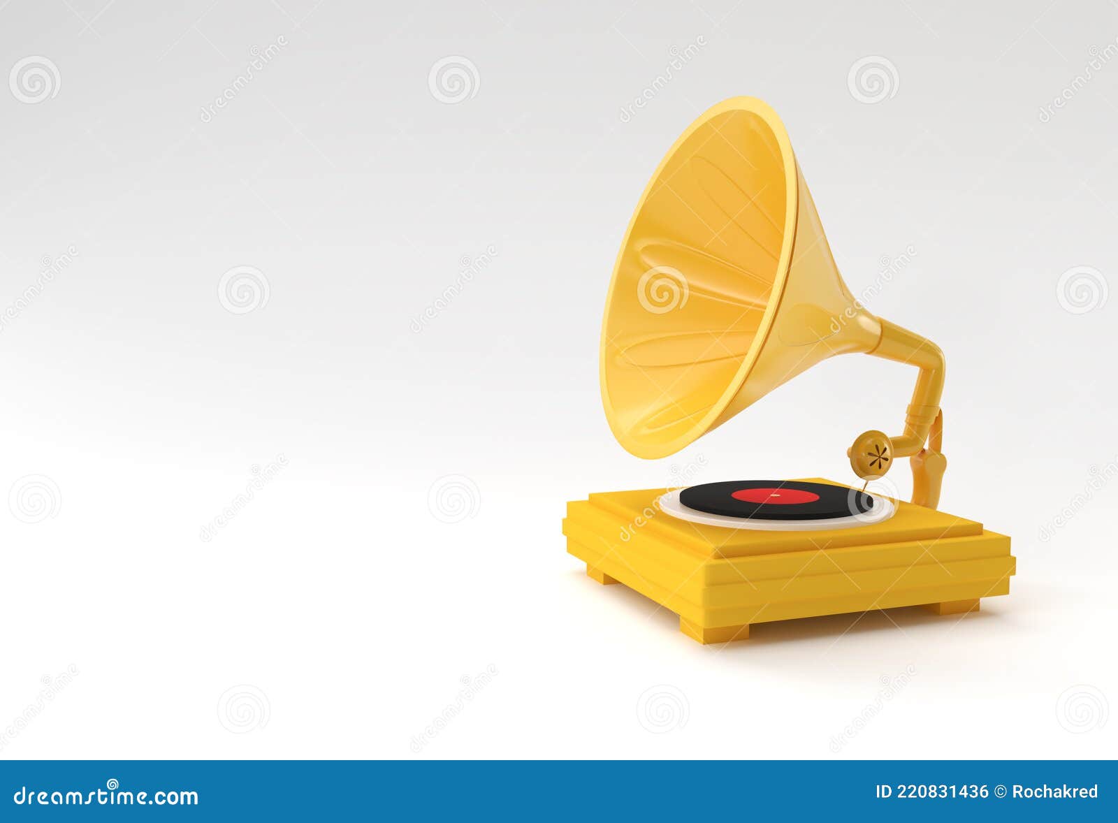 3D Render Illustration of Gramophone on Color Background Stock ...