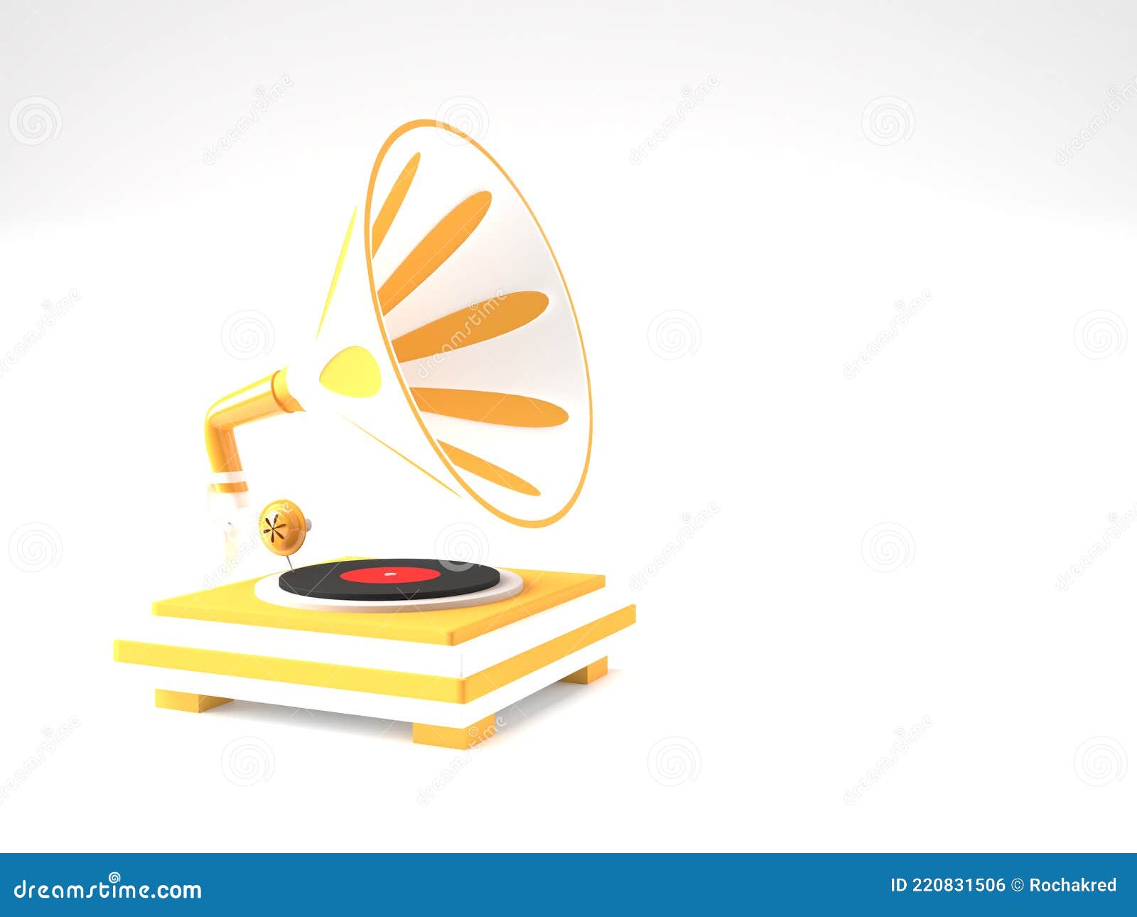 3D Render Illustration of Gramophone on Color Background Stock ...