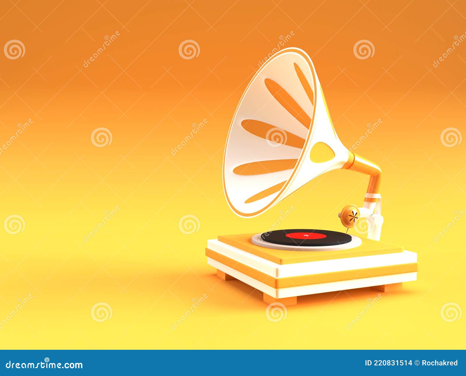 3D Render Illustration of Gramophone on Color Background Stock ...