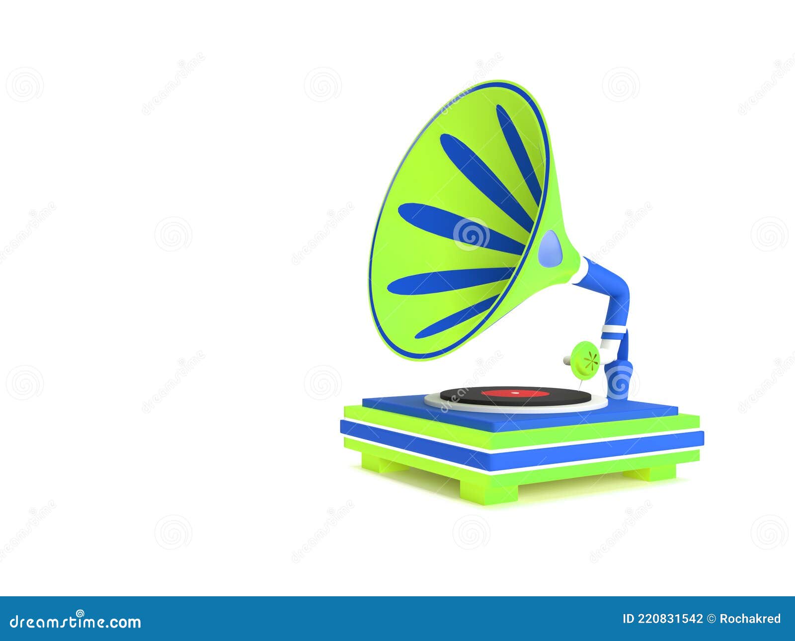 3D Render Illustration of Gramophone on Color Background Stock ...