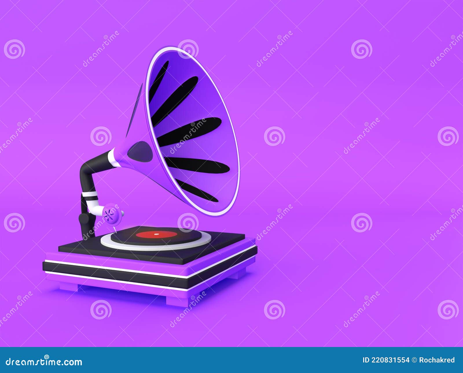 3D Render Illustration of Gramophone on Color Background Stock ...