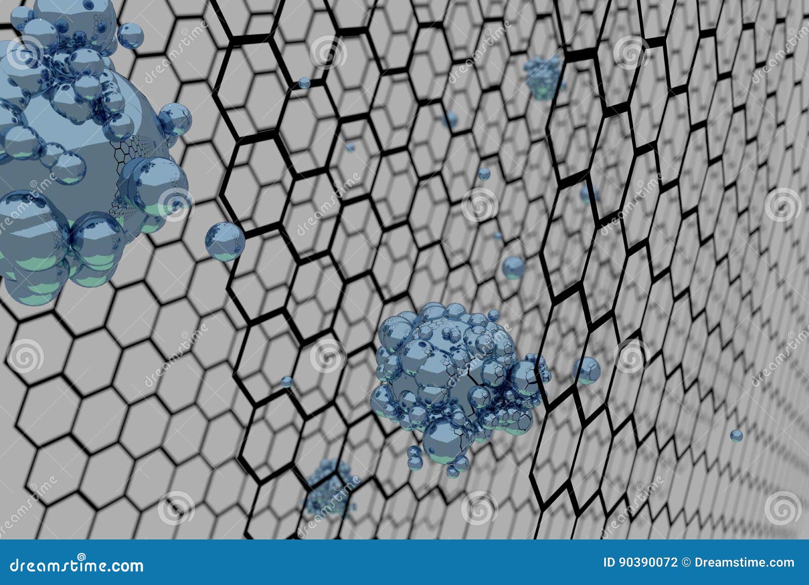3D Render Illustration Of Graphene Atomic Structure - Nanotechnology ...