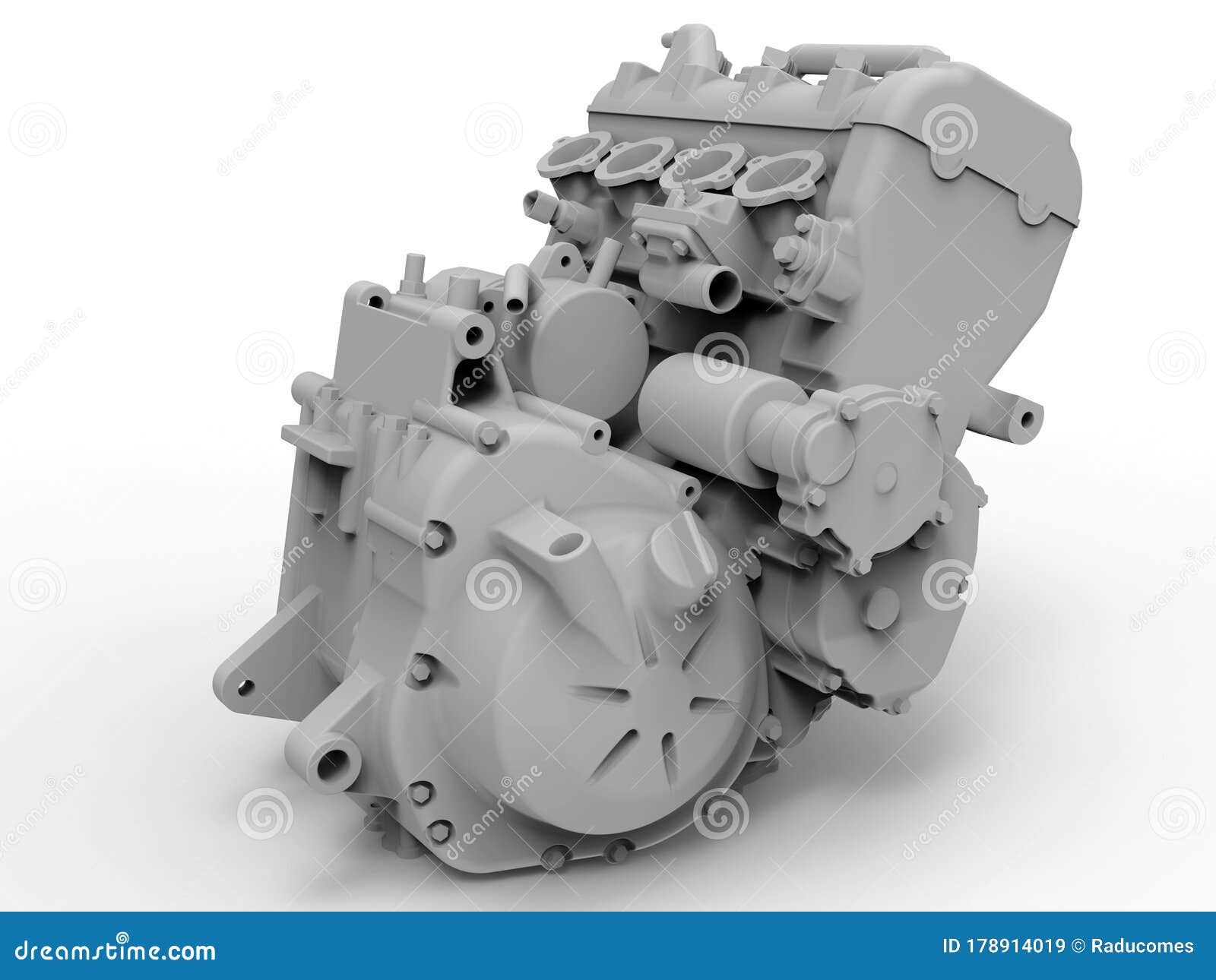 3D Render Grey Engine Car Assembly Stock Illustration - Illustration of ...