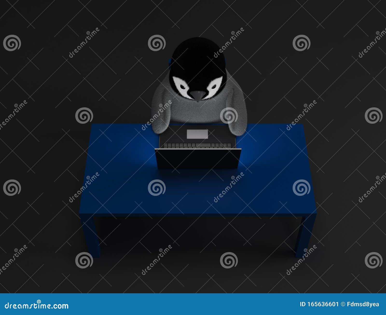 Hacker penguin stock illustration. Illustration of table - 165636601