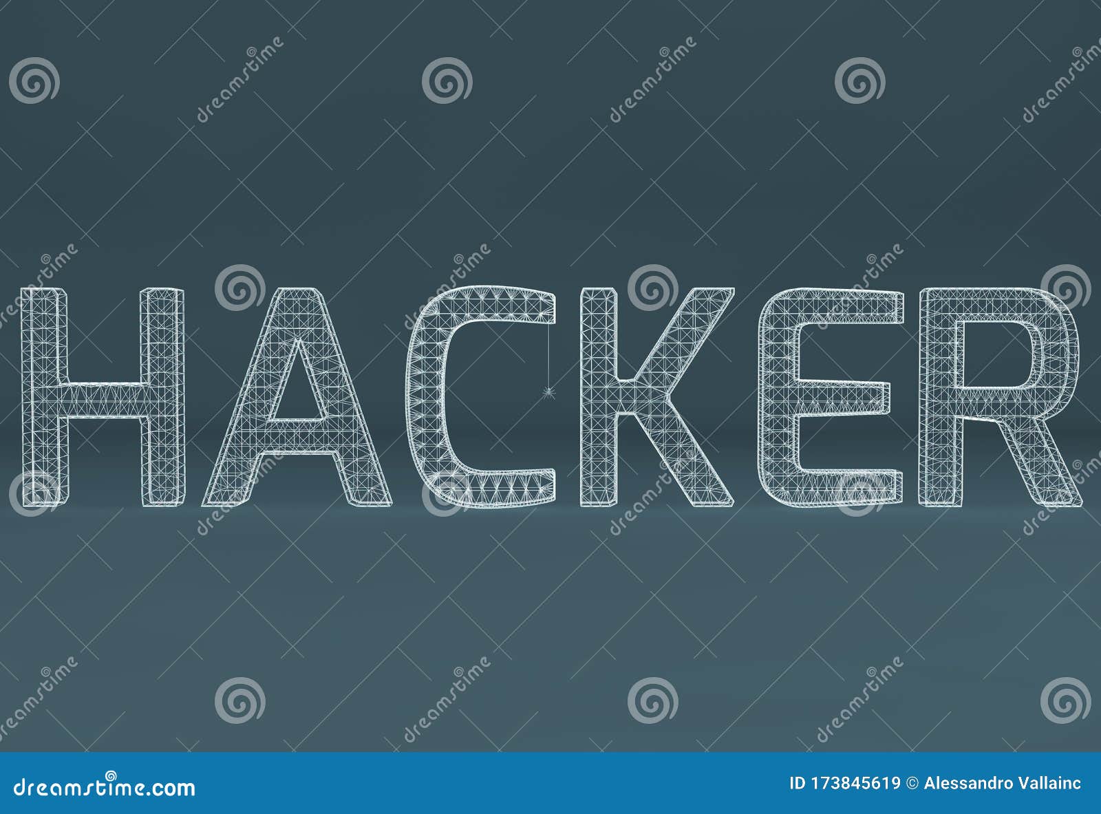 3d Render or 3d Illustration of Hacker Sign with Little Spider on Grey ...