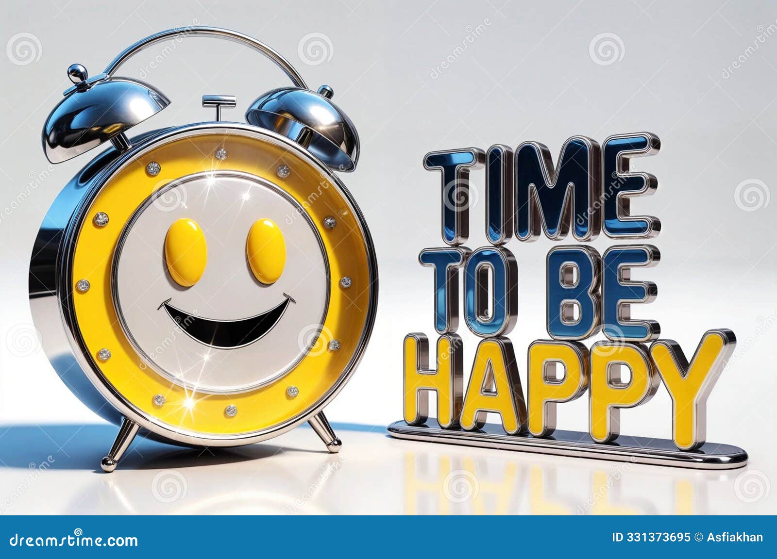 3d Happy Smiley Face Clock, with the Text Word Phrase TIME TO BE HAPPY ...