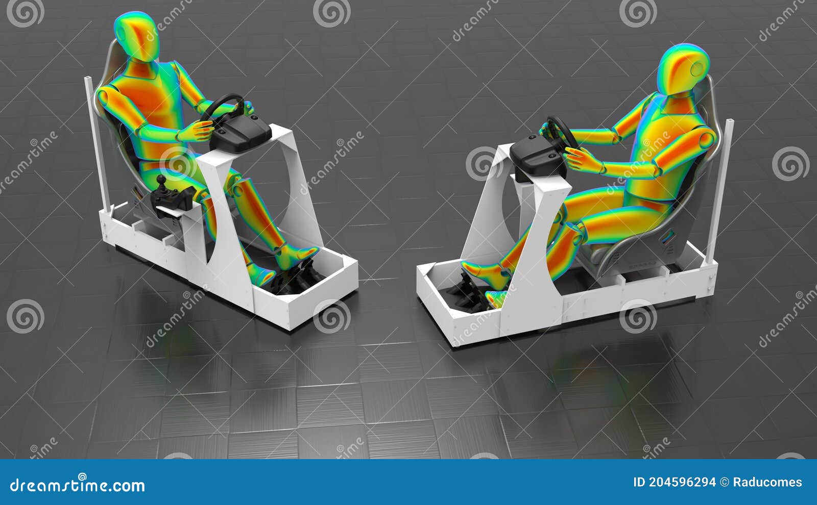 3D Rendering - Human Position while Driving Analysis Stock Illustration ...