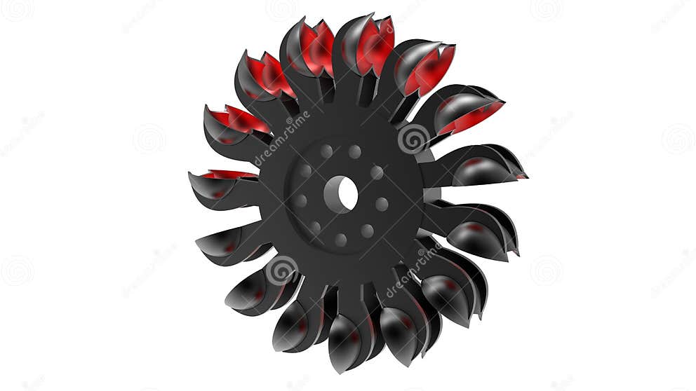 3D rendering - hydro wheel stock illustration. Illustration of shadows ...