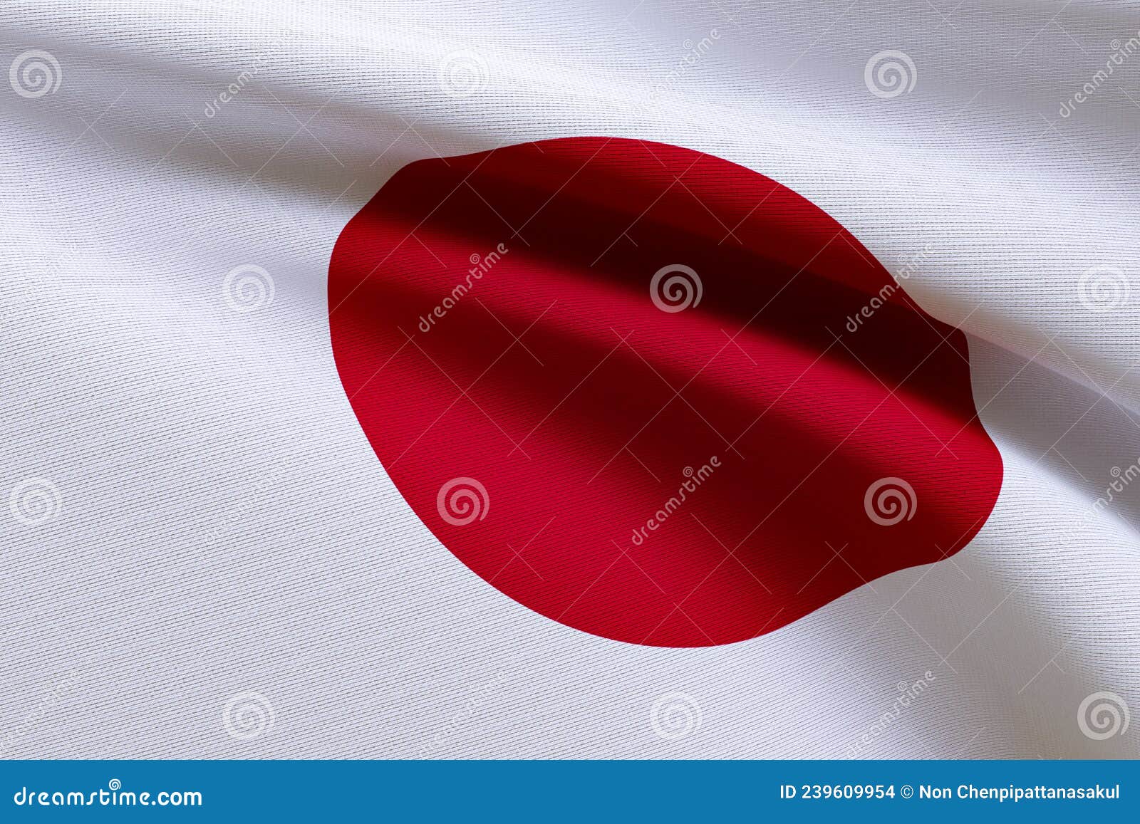 3d Render of Japan Flag. Realistic Japan Flag Waving in Wind Stock ...
