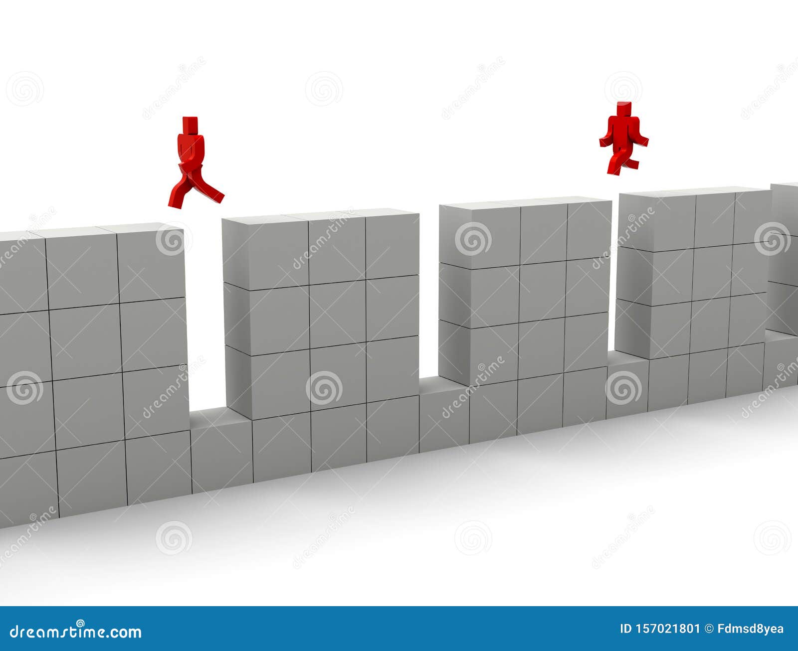 Jumping Over Cube between Two Stock Illustration - Illustration of path ...