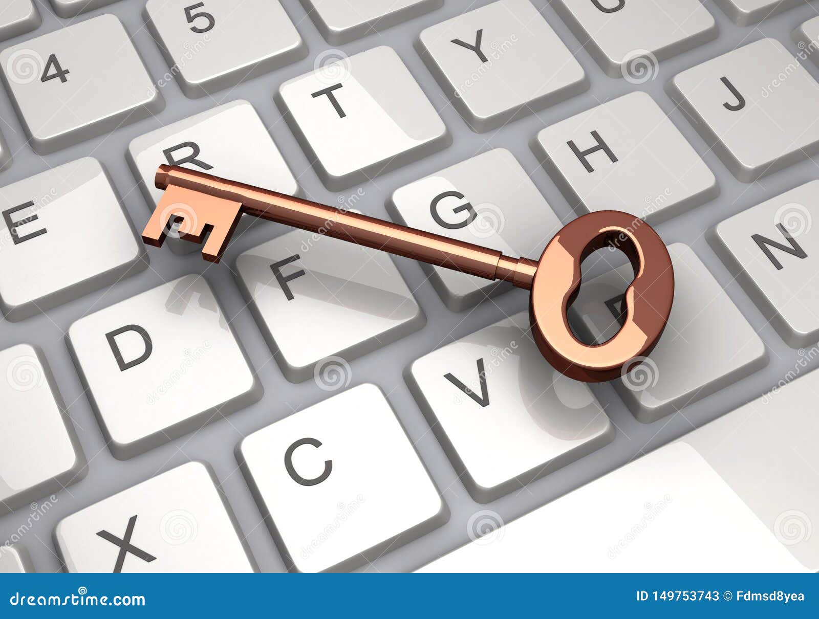 Key and computer keyboard stock illustration. Illustration of office ...