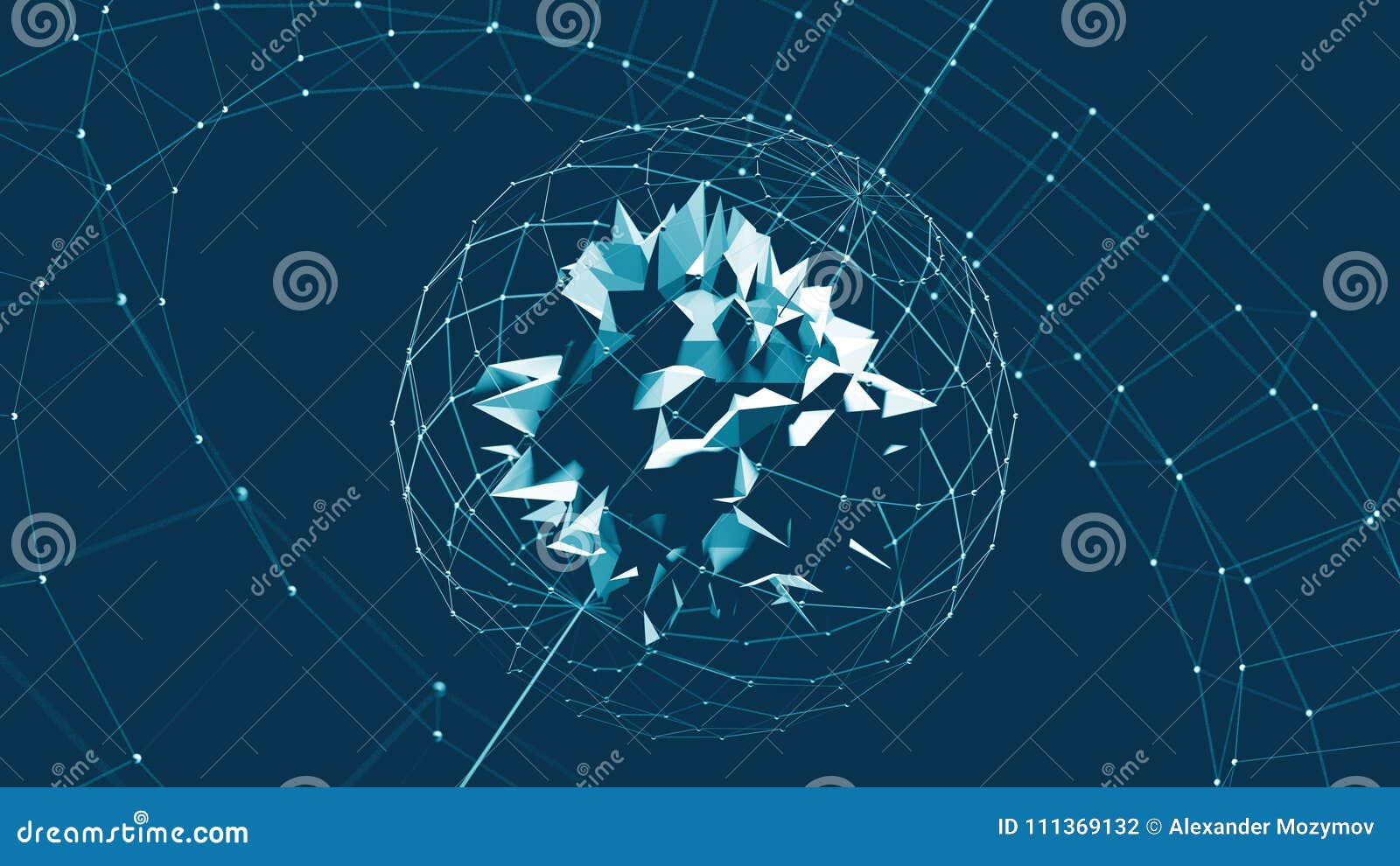 3d Render Illustration Low Poly Dyson Sphere Stock Illustration ...